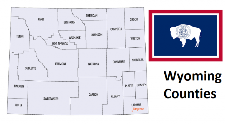 Wyoming Counties. List Alphabetically (and by Population) – Countryaah.com