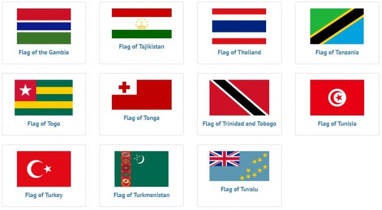Flags of Countries that Start with T – Countryaah.com