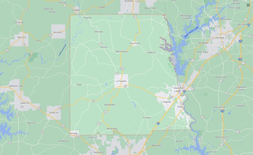 Cities and Towns in Chambers County, Alabama – Countryaah.com